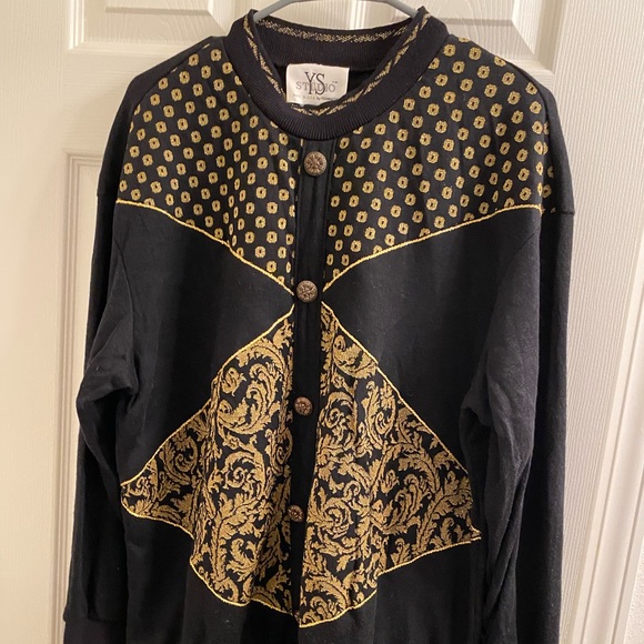 ys studio | Sweaters | Vintage Black And Gold Sweater | Poshmark